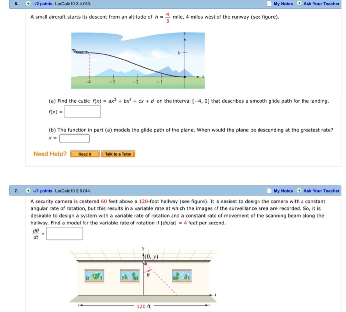 Solved A small aircraft starts its descent from an altitude | Chegg.com