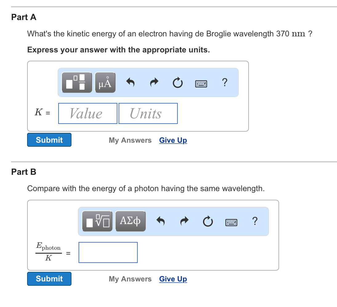Solved What's the kinetic energy of an electron having de | Chegg.com