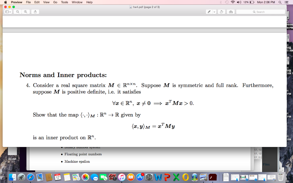 Solved Consider a real square matrix M element R^n times n. | Chegg.com