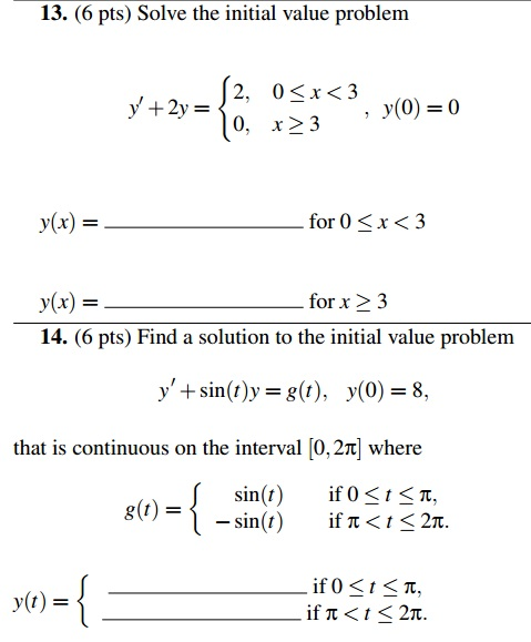 Solved 13) solve the initial value problem,14) find the | Chegg.com