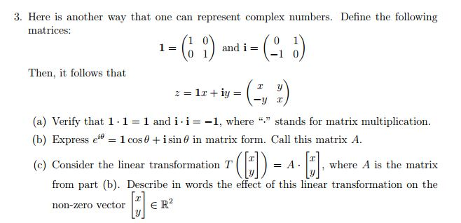 Solved 3. Here is another way that one can represent complex | Chegg.com
