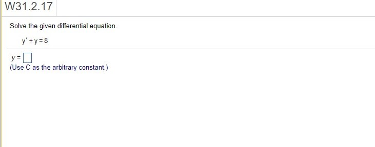 Solved W31.2.17 Solve the given differential equation. (Use | Chegg.com