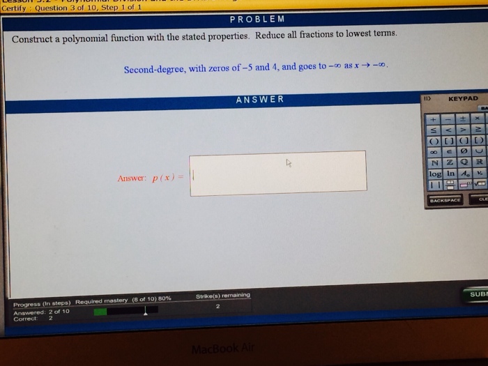 Solved PROBLEM Construct a polynomial function with the | Chegg.com