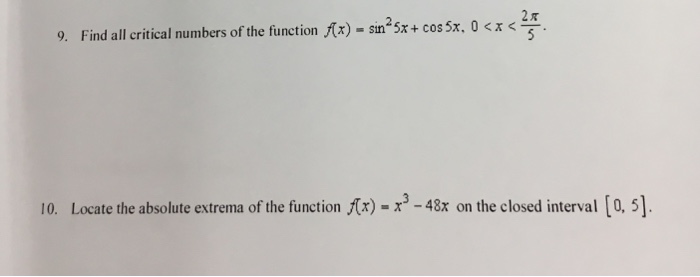 Solved Find All Critical Numbers Of The Function F X Sin 2