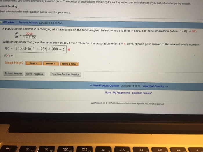 Solved assignment, you submit answers by question parts. | Chegg.com