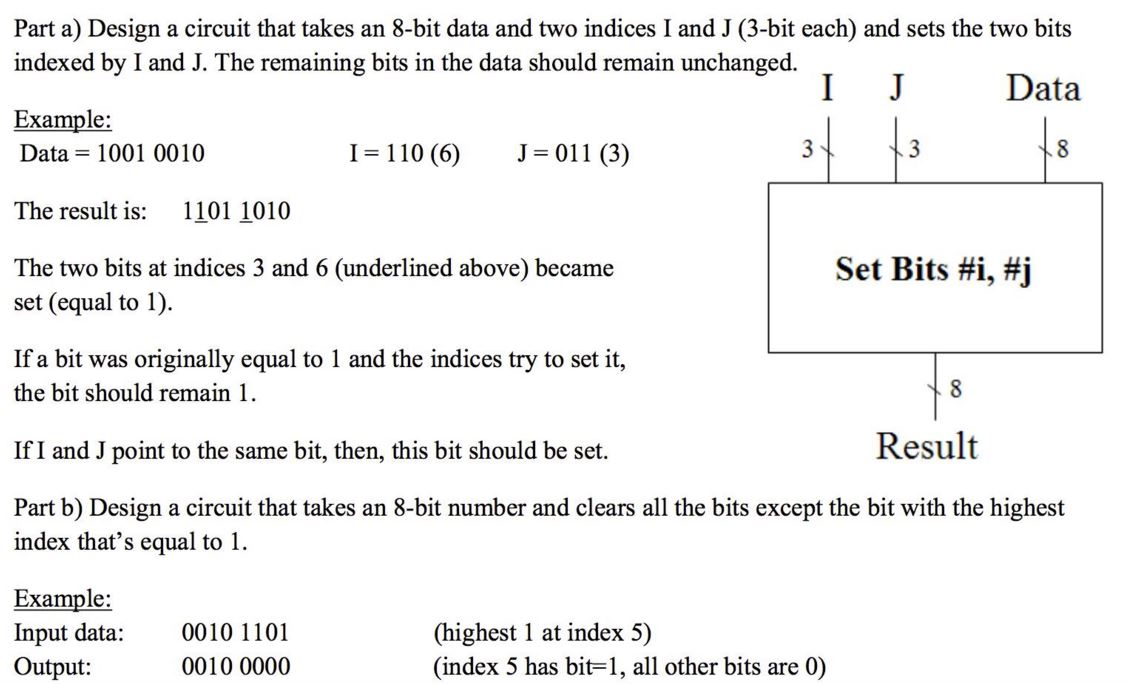 Design a circuit that takes an 8-bit data and two | Chegg.com