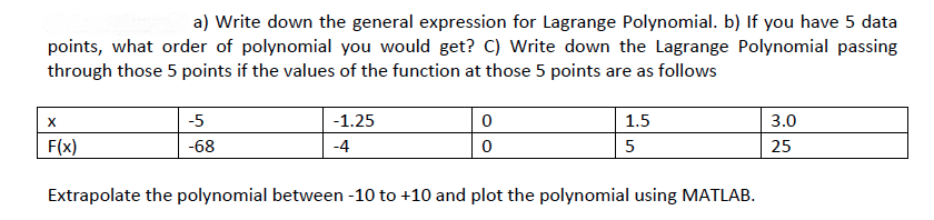 Solved a) Write down the general expression for Lagrange | Chegg.com