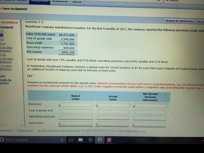 Solved Open Assignment HESSAGE MY INSTRUCTOR FULL S | Chegg.com