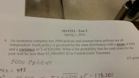 Solved An insurance company has 5000 policies and assumes | Chegg.com