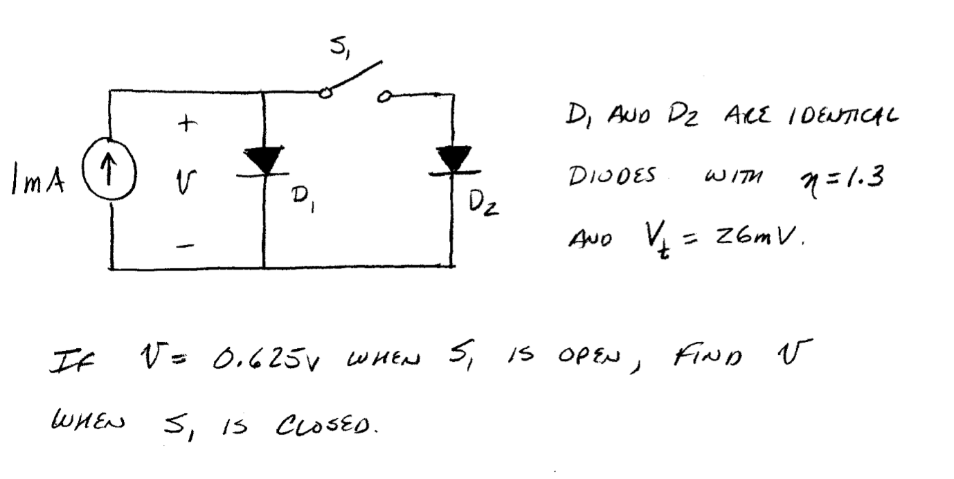 Solved D_1 and D_2 are identical diodes with mu = 1.3 and | Chegg.com