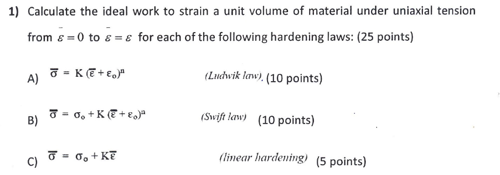 Solved Calculate the ideal work to strain a unit volume of | Chegg.com