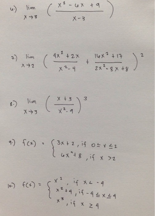 Solved Evaluate the limits of the following: (Show solution) | Chegg.com
