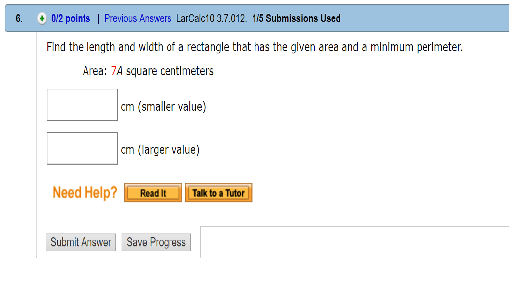 Solved Find the length and width of a rectangle that has the | Chegg.com