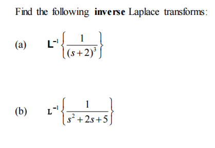 Solved Find the following inverse Laplace transforms: (a) | Chegg.com
