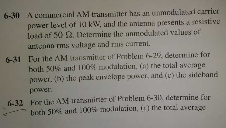 Solved A commercial AM transmitter has an unmodulated | Chegg.com