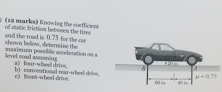 Solved 12 Marks Knowing The Coefficient Of Static Friction