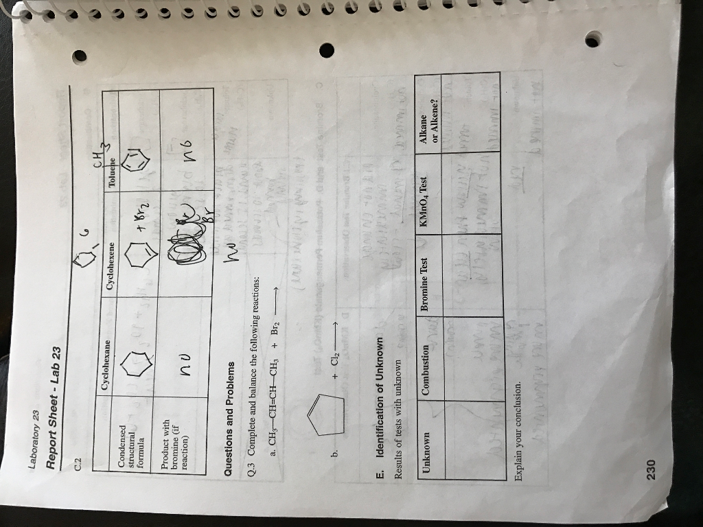 Solved Laboratory 23 Report Sheet Lab 23 CH Cyclohexane | Chegg.com