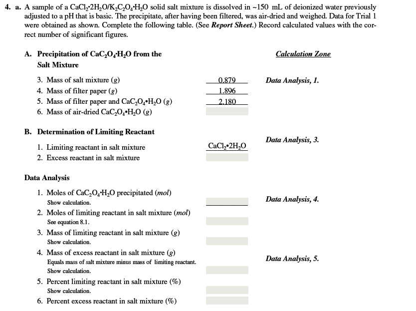 Solved A sample of a CaCl2 middot 2H2O/K2C2O4 middot H2O | Chegg.com