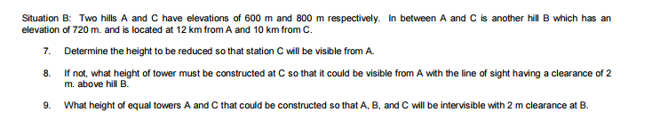 Solved Two hills A and C have elevations of 600 m and 800 m | Chegg.com