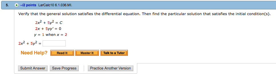 Solved 5.+-/2 points LarCalc10 6.1.036.MI Verify that the | Chegg.com