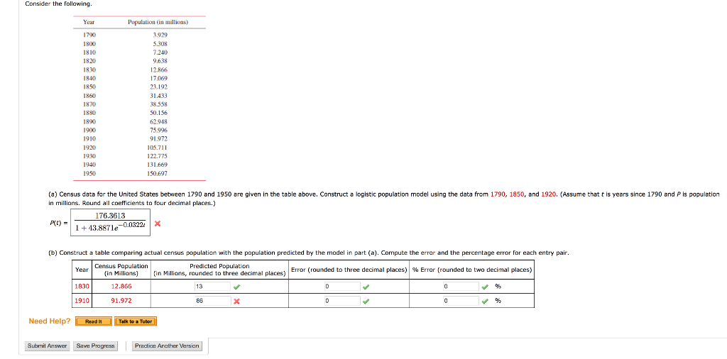 Solved Consider The Following A Census Data For The