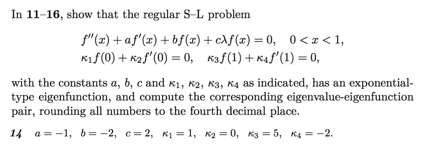 Solved In 11-16, show that the regular S-L problem f"(x) + | Chegg.com