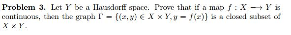 Solved Let Y be a hausdorff space. Prove that if a map f : X | Chegg.com