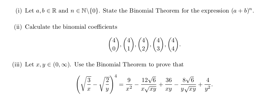 Solved Let a, b elementof R and n elementof N\{0}. State the | Chegg.com