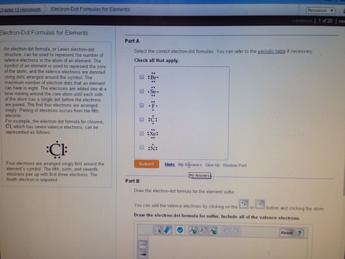 Solved Electron-Dot Formulas for Elements An erector dot | Chegg.com