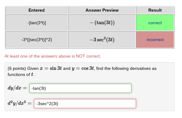 Solved Given x = sin 3t and y = cos 3t, find the following | Chegg.com