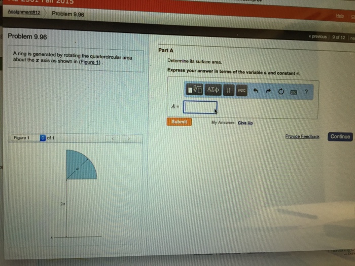 Solved determine the surface area of the ring generated by | Chegg.com