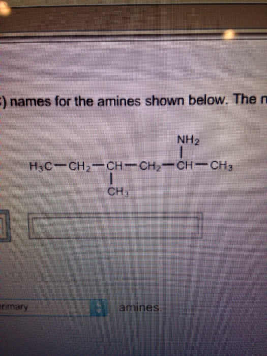 Solved Names for the amines shown below. | Chegg.com