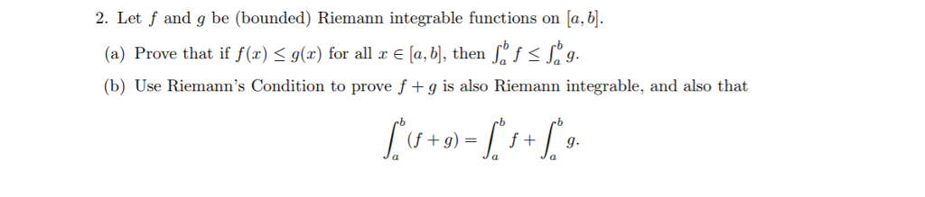 Solved 2. Let f and g be (bounded) Riemann integrable | Chegg.com