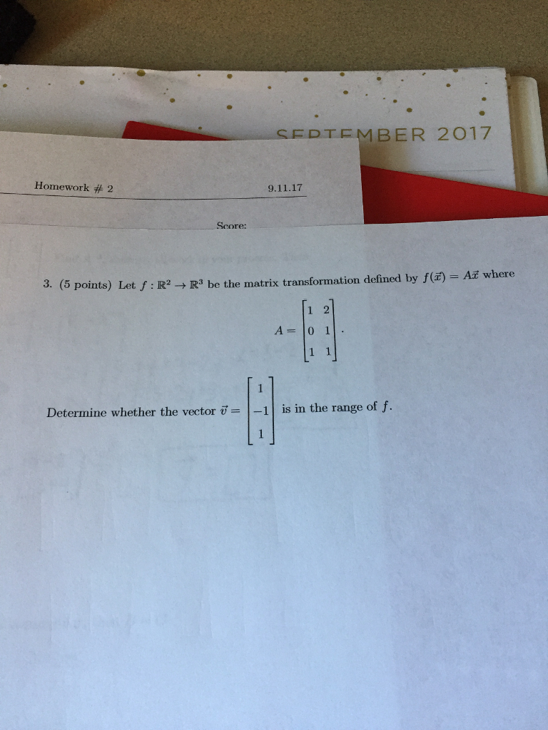 Solved Let f: R^2 rightarrow R^3 be the matrix | Chegg.com