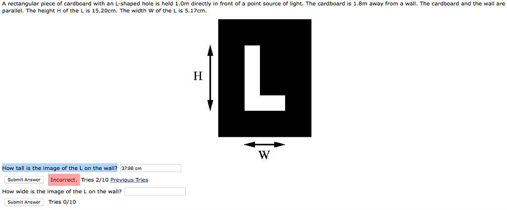 Solved A rectangular piece of cardboard with an L-shaped | Chegg.com