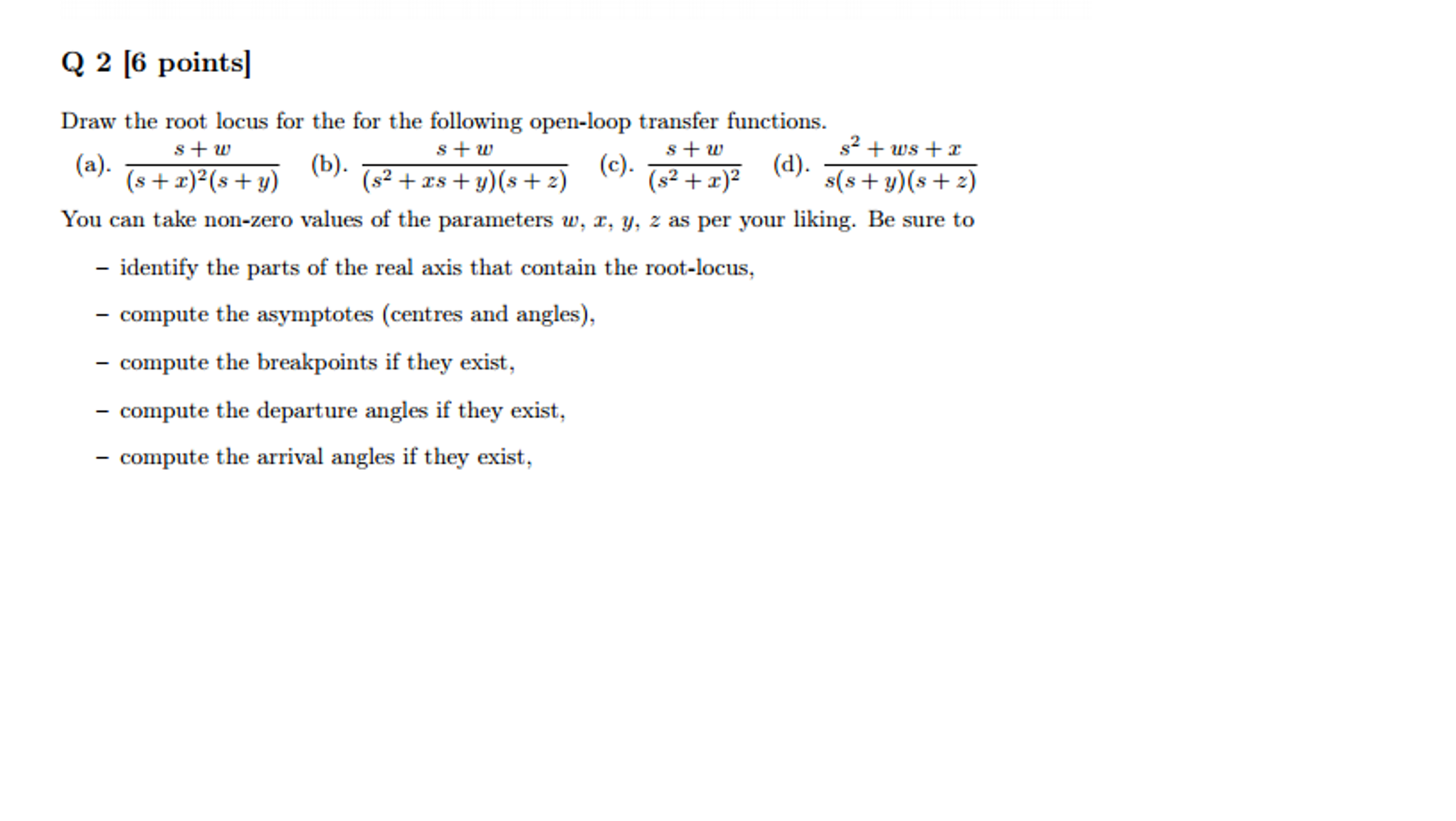 Solved Draw The Root Locus For The For The Following 5492