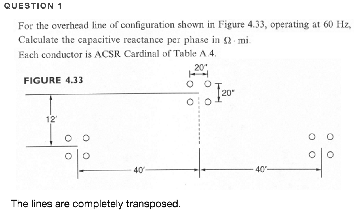 Solved For the overhead line of configuration shown in | Chegg.com