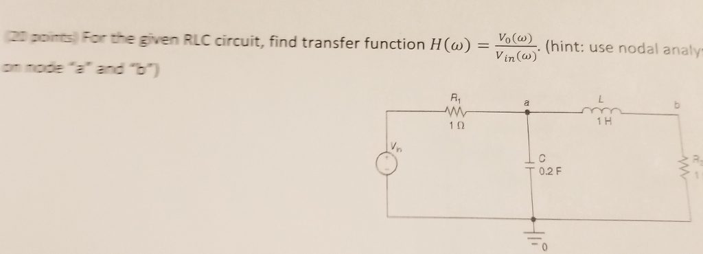 Solved o (w) Vin () (2, (hint: use nodal analy For the given | Chegg.com