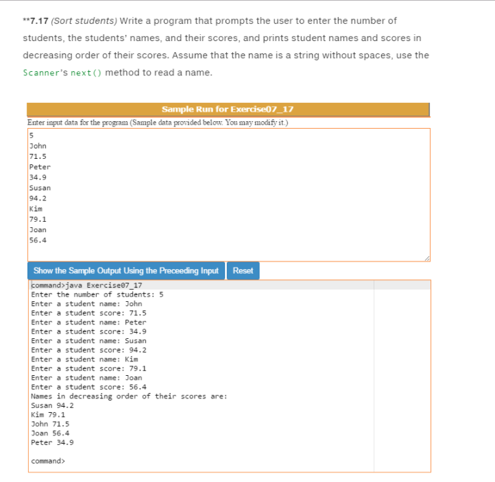 Solved 7.17 (Sort students) Write a program that prompts the | Chegg.com