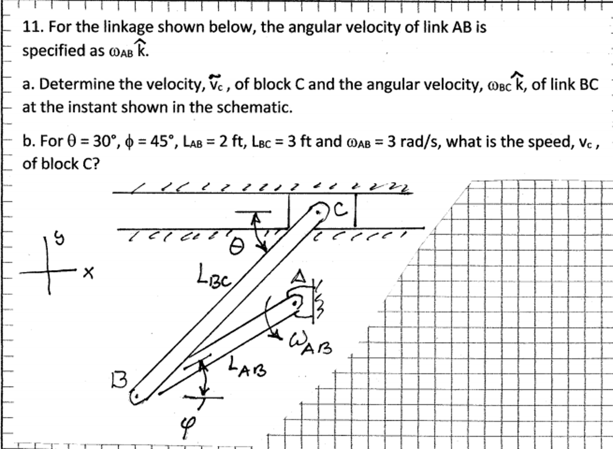 Solved For the linkage shown below, the angular velocity of | Chegg.com