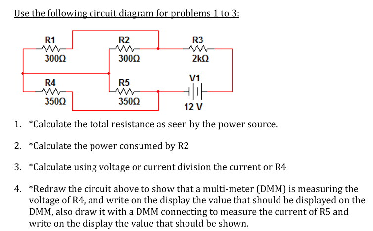 Solved Use the following circuit diagram for problems 1 to | Chegg.com