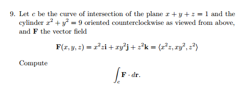 Solved Let c be the curve of intersection of the plane x + y | Chegg.com
