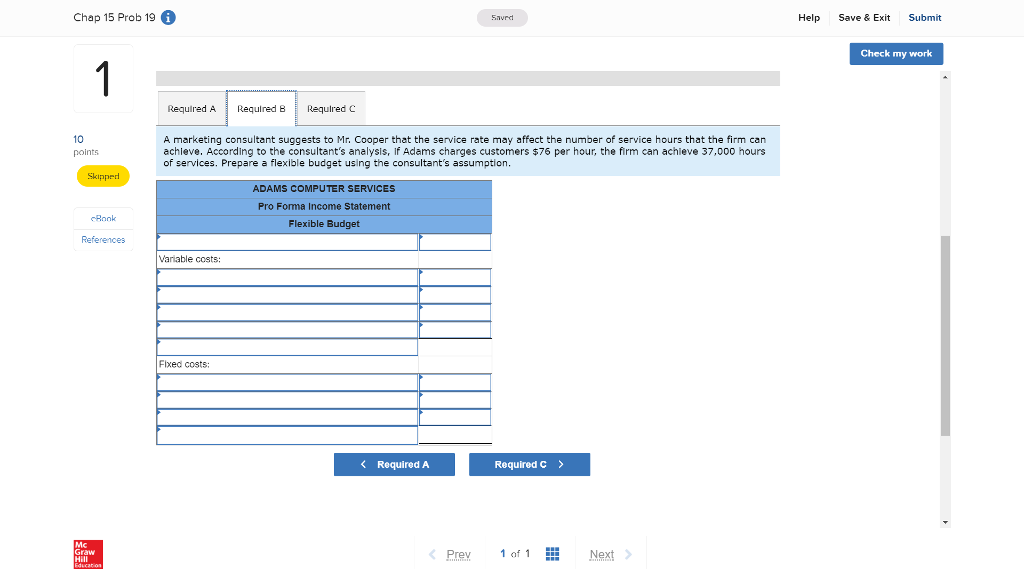 Solved Chap 15 Prob 19 G Help Save & Exit Submit Saved Check | Chegg.com