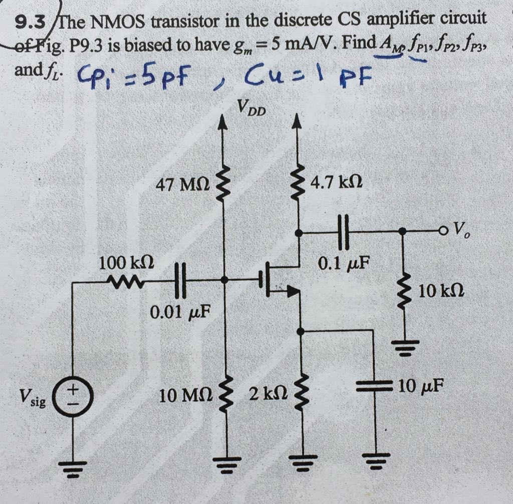 Solved The NMOS transistor in the discrete CS amplifier | Chegg.com