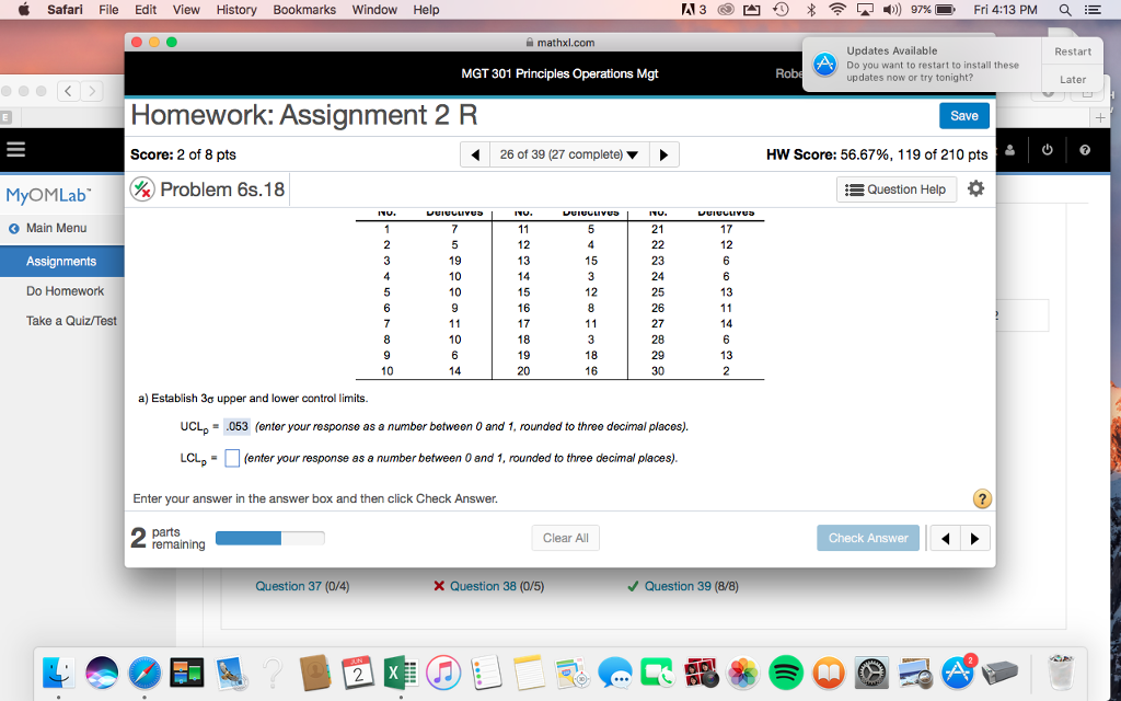 Solved Establish 3 sigma upper and lower control limits. | Chegg.com
