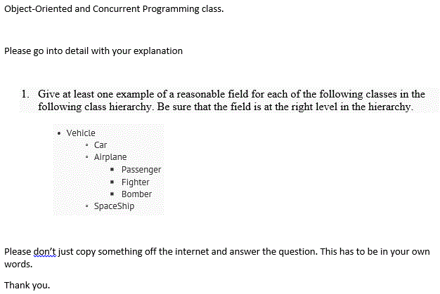 Solved Give at least one example of a reasonable field for | Chegg.com