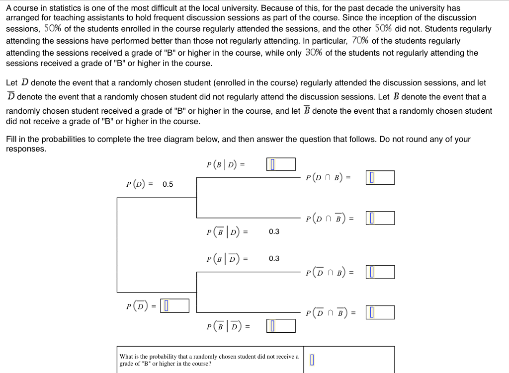 Solved A course in statistics is one of the most difficult | Chegg.com