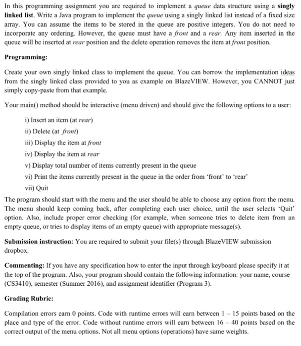 Solved In this programming assignment you are required to | Chegg.com