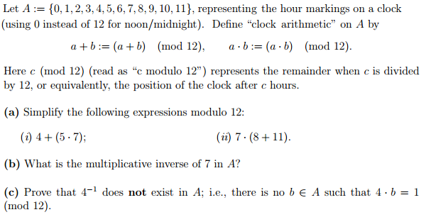 Solved Let A:= {0, 1, 2, 3, 4, 5, 6, 7, 8, 9, 10, 11}, | Chegg.com