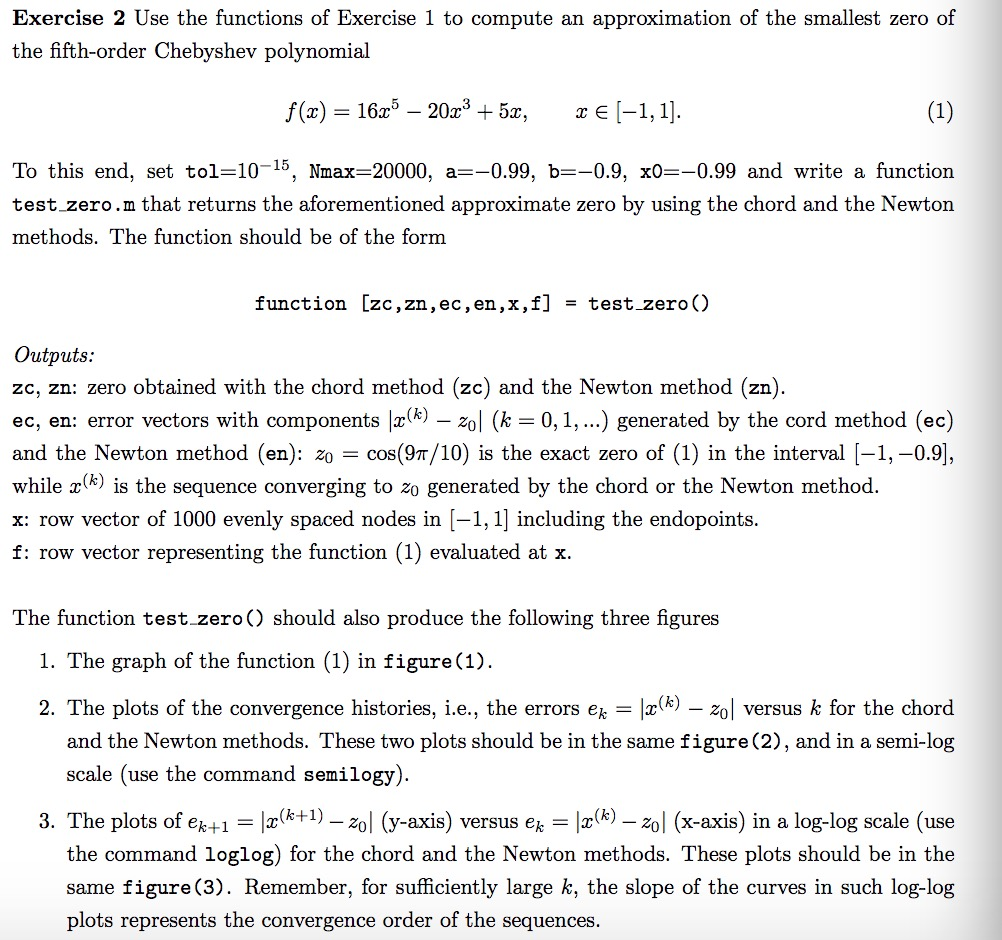 Solved Exercise 2 Use the functions of Exercise 1 to compute | Chegg.com